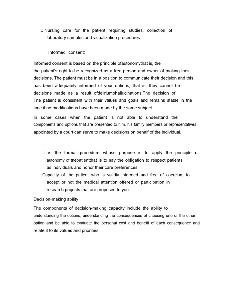 Informed Consent in Nursing Care | PDF | Informed Consent | Hospital ...