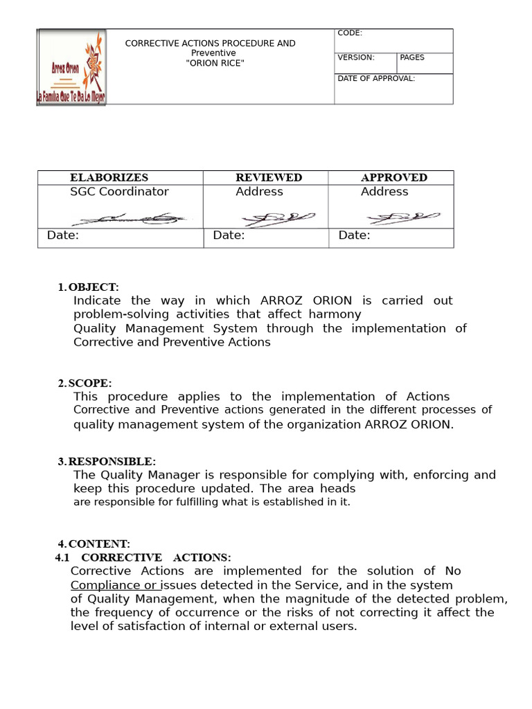 Corrective and Preventive Actions Procedure | PDF | Business