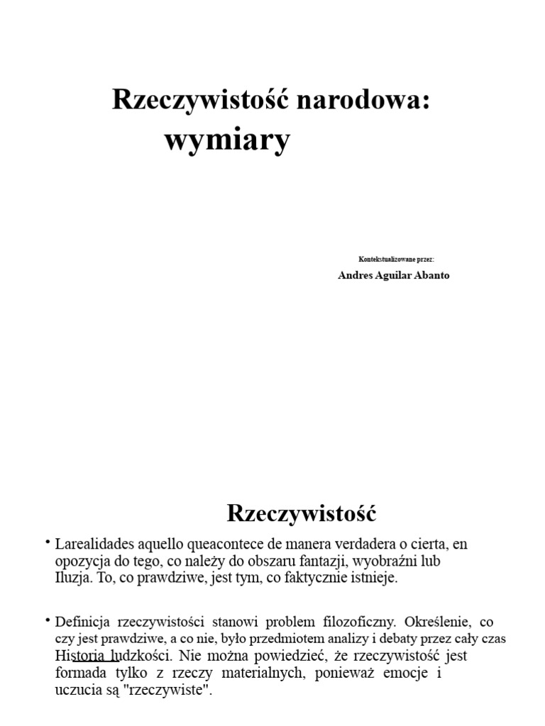 Rzeczywistość Narodowa:: Wymiary | PDF