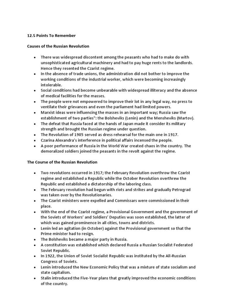 Summary of Russian Revolution | PDF | Russian Revolution | Soviet Union
