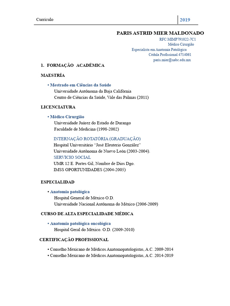 ECISALUD CV Paris Mier.pdf | PDF | México | Odontologia