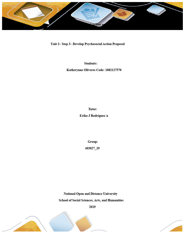 Unit 2 – Step 3 – Develop Psychosocial Action Proposal | PDF ...