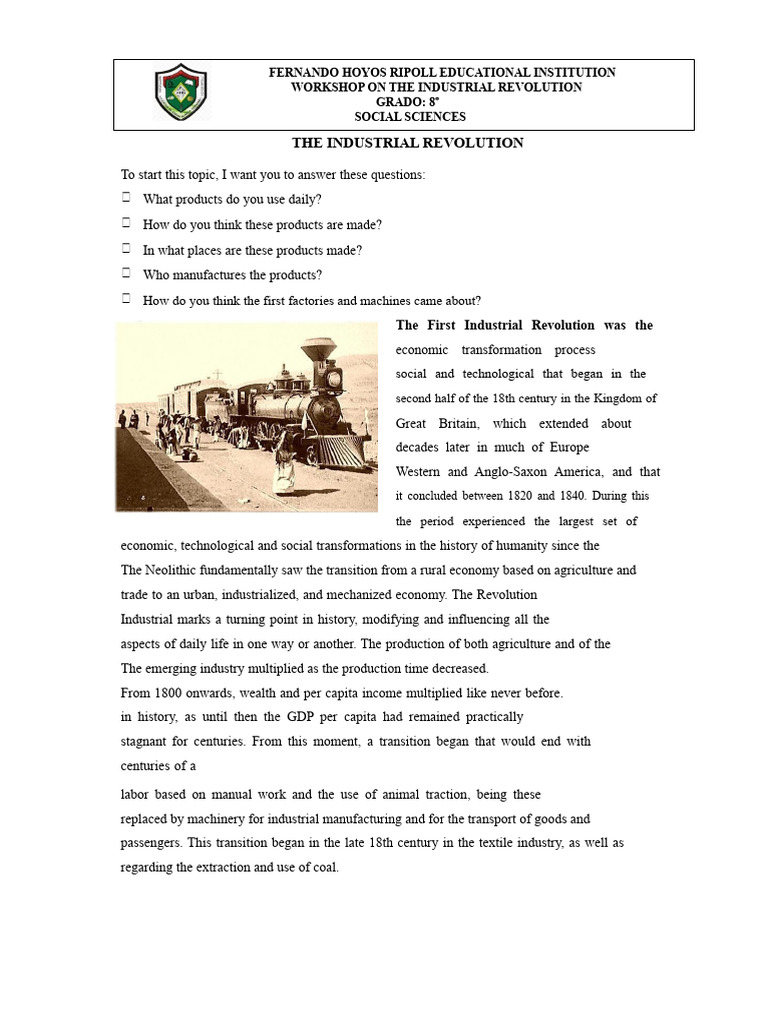 Industrial Revolution Workshop 8th | PDF | Industrial Revolution ...