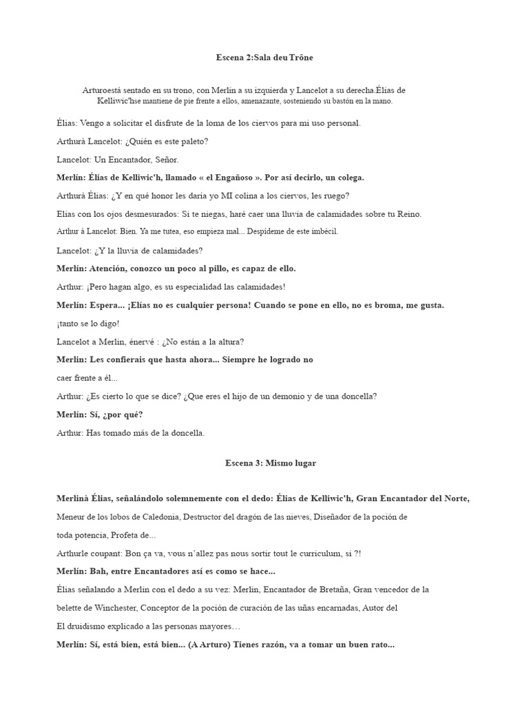 Kaamelott - Guión de Los "Desafíos de Merlín" | PDF | Esmerejón