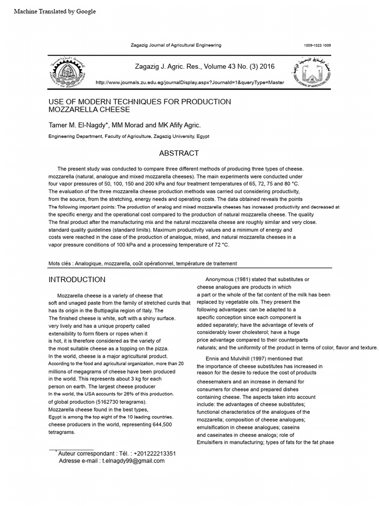 Mozzarella Cheese Production Techniques | PDF | Cheese | Milk