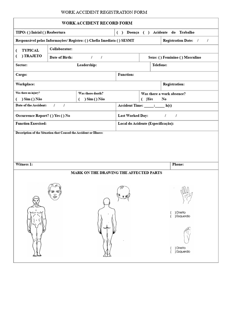 Work Accident Registration Form | PDF | Injury | Safety