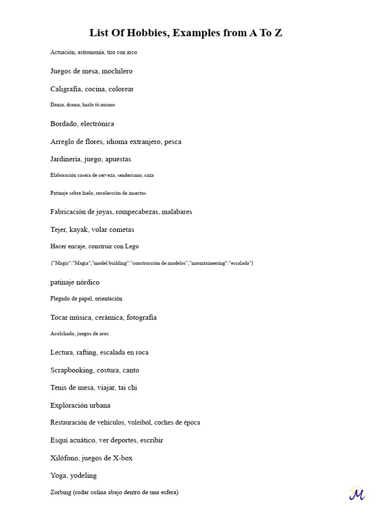 Hobbies Diversos de A a Z | PDF