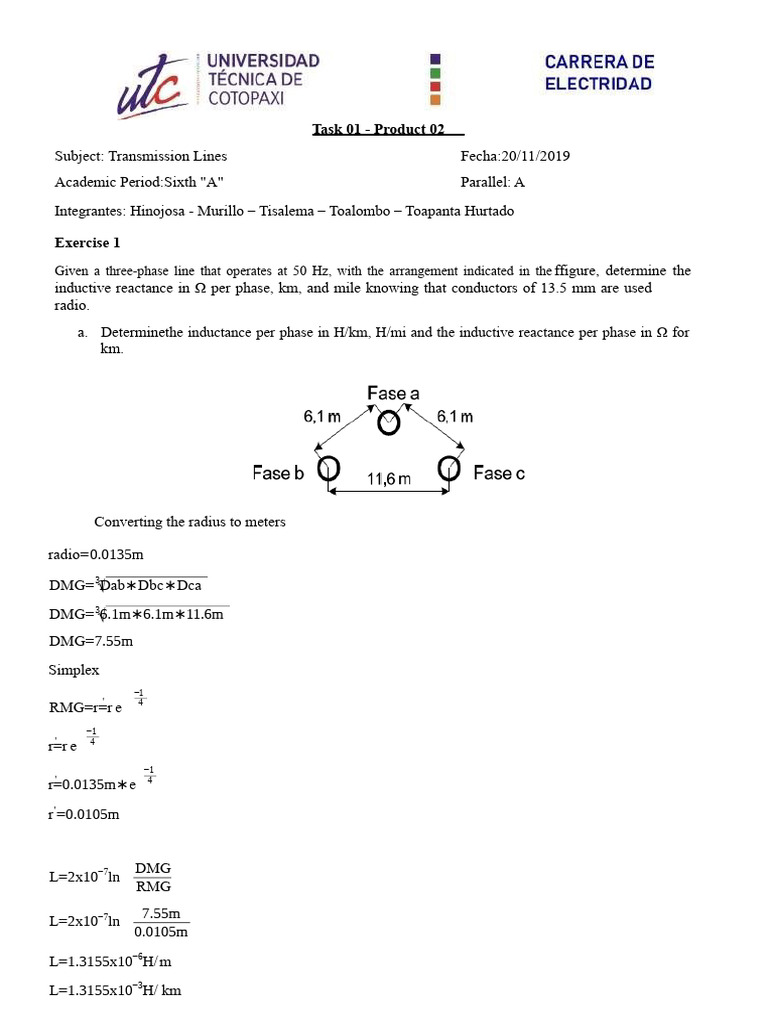 Inductive Reactance of Transmission Lines | PDF | Inductance | Electricity