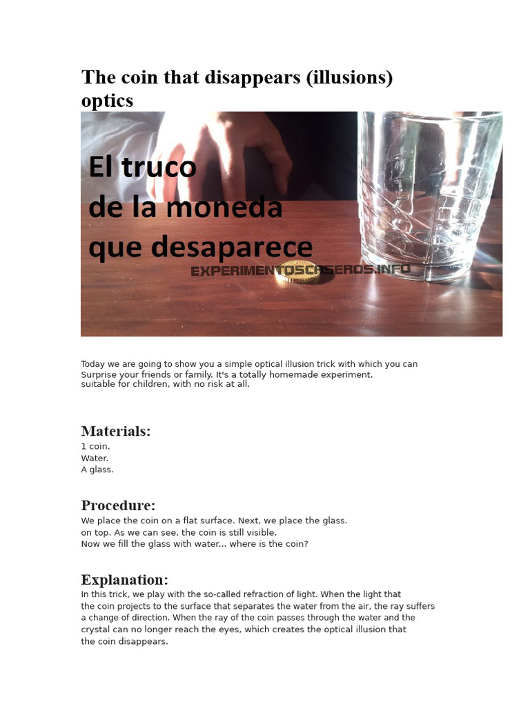 Coin Disappearing Optical Illusion | PDF