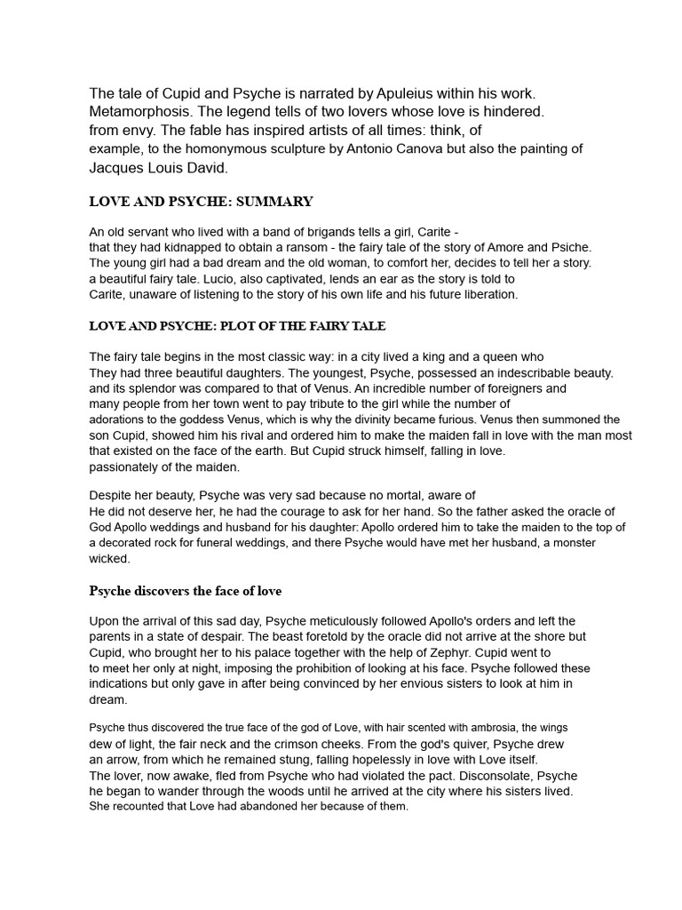The Fable of Love and Psyche, summary | PDF | Cupid | Folklore