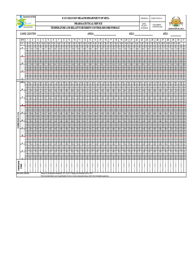 Fr-sf-01 Temperature and Relative Humidity Control Record | PDF