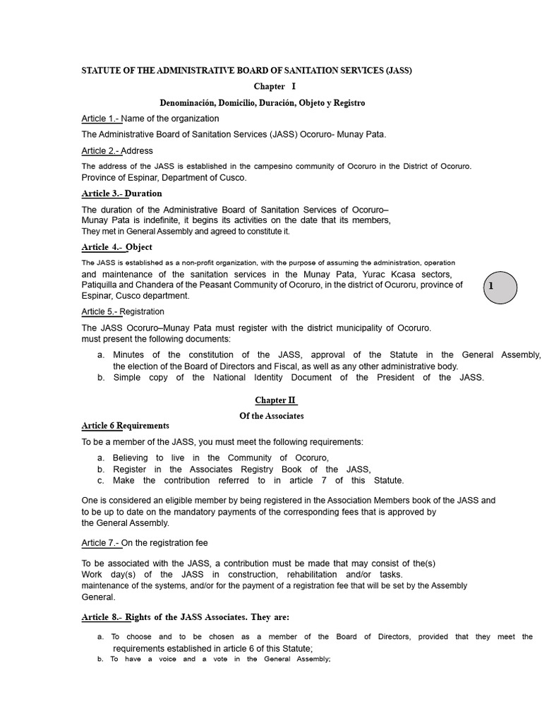 Statute For The Operation of The Administrative Board of Sanitation ...