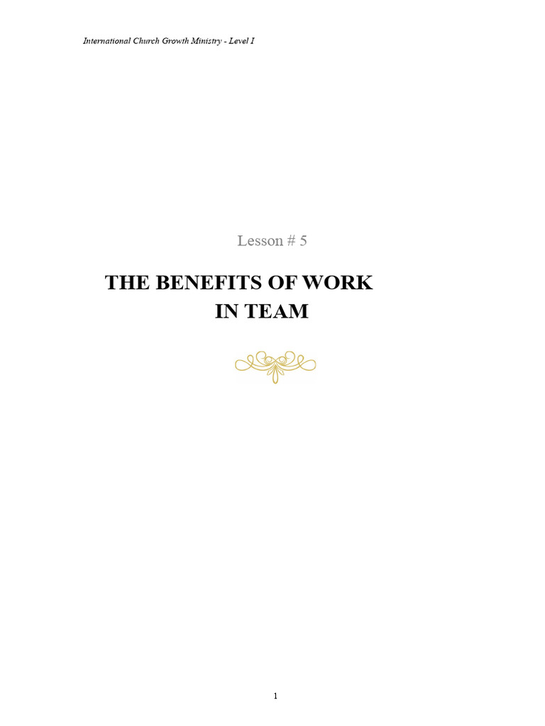 Benefits of Teamwork in Ministry | PDF | Jesus | Disciple (Christianity)