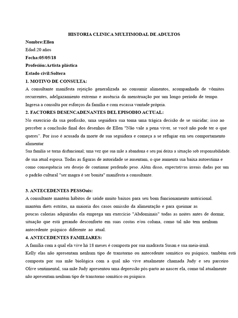 História Clínica Até o Osso | PDF | Anorexia nervosa | Família