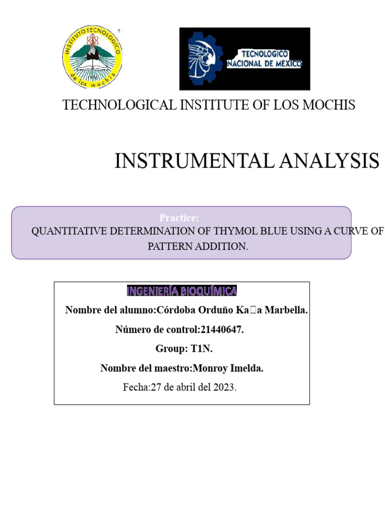 Quantitative Determination Practice of Thymol Blue | PDF ...