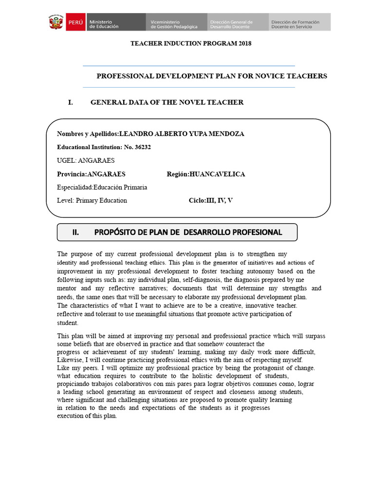 Teacher Professional Development Plan | PDF | Teachers | Educational ...