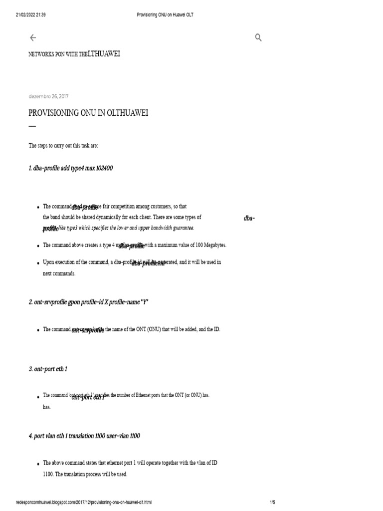 Provisioning ONU on Huawei OLT | PDF | Computer Networking | Computing