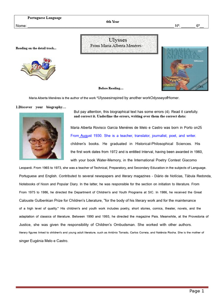 Reading Sheet - Ulysses | PDF | Odysseus | Odyssey