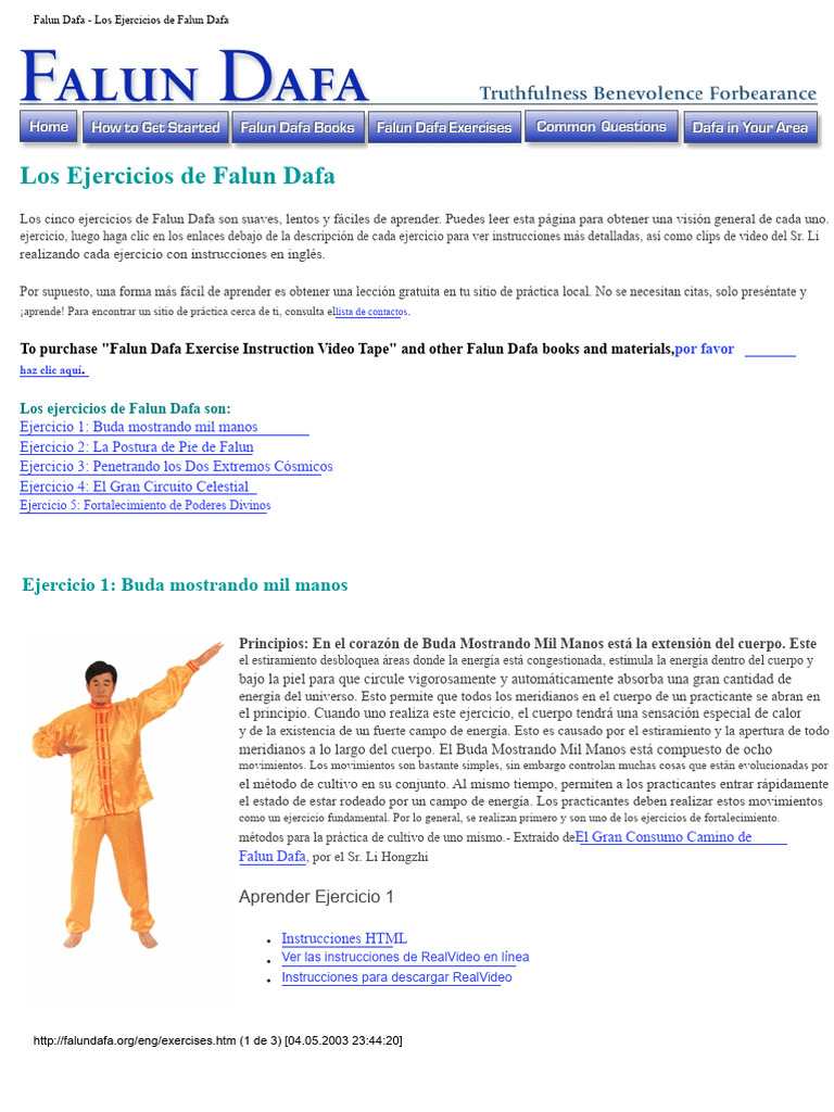Ejercicios de Falun Dafa: Guía Completa | PDF | Mano | Abdomen