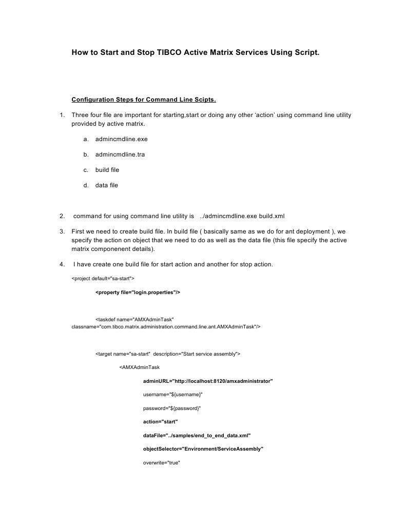 How To Start and Stop TIBCO Active Matrix Services Using Script | PDF | Command Line Interface ...
