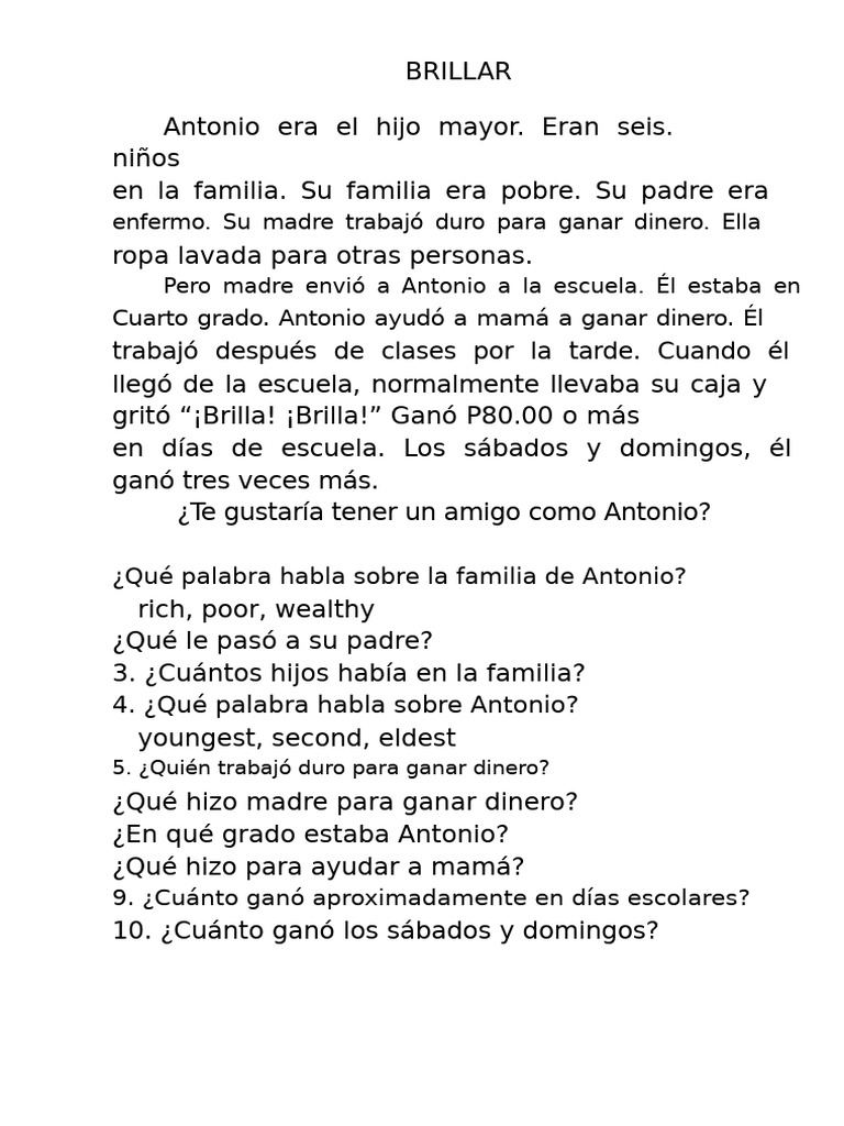 Ejercicios 13-20 para Desarrollar El Poder de Lectura - Doc-78073031 ...