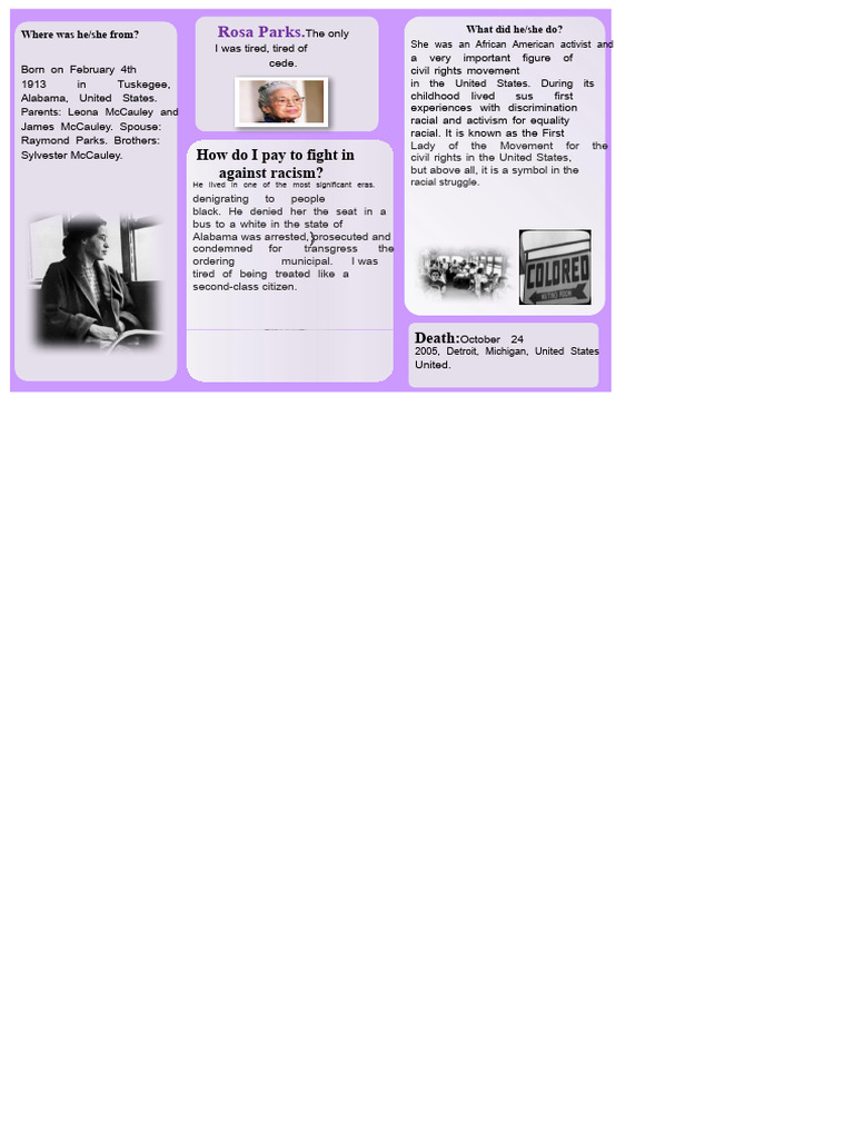 Infographic of Rosa Parks, Adela MORA 4th C. | PDF