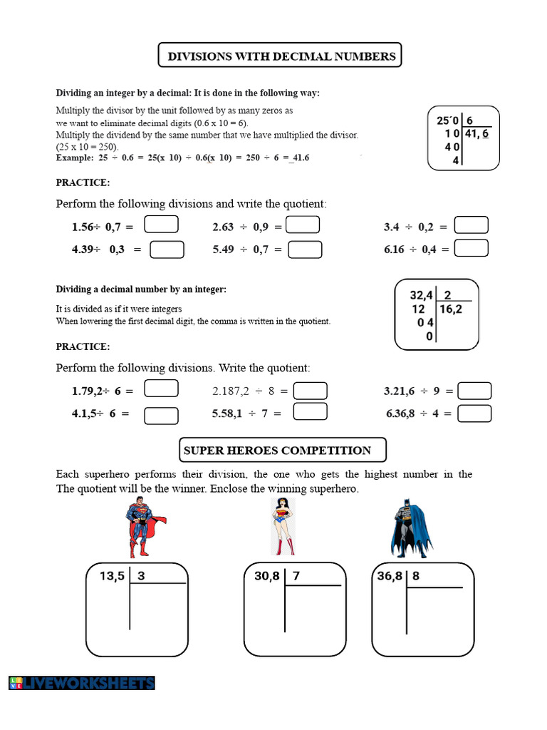 divisions with decimal numbers | PDF