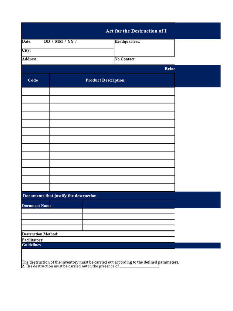 Inventory Destruction Record | PDF