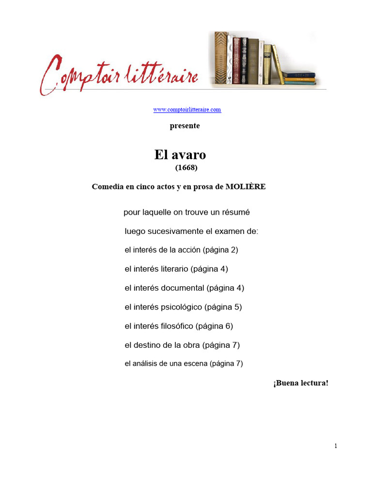 Análisis de "El avaro" de Molière | PDF | Molière | Amor