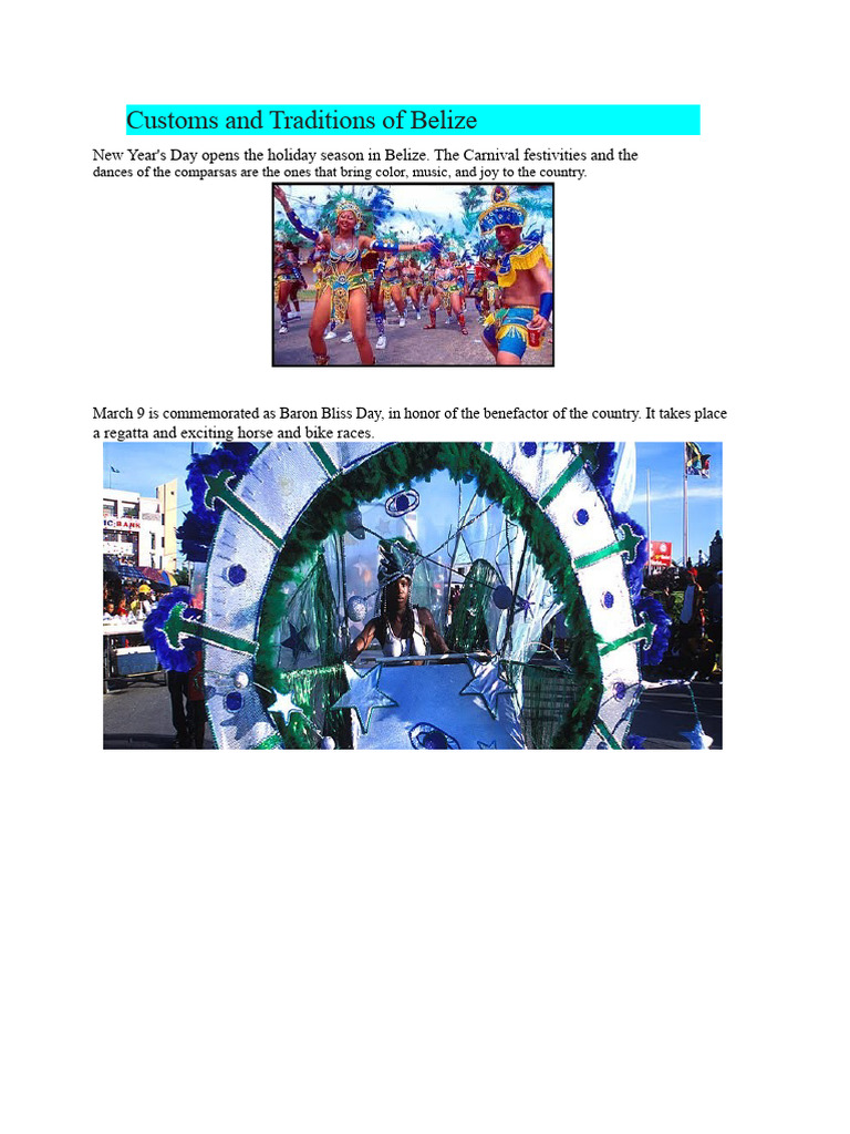 Customs and Traditions of Belize | PDF | United States Dollar | Cuisine
