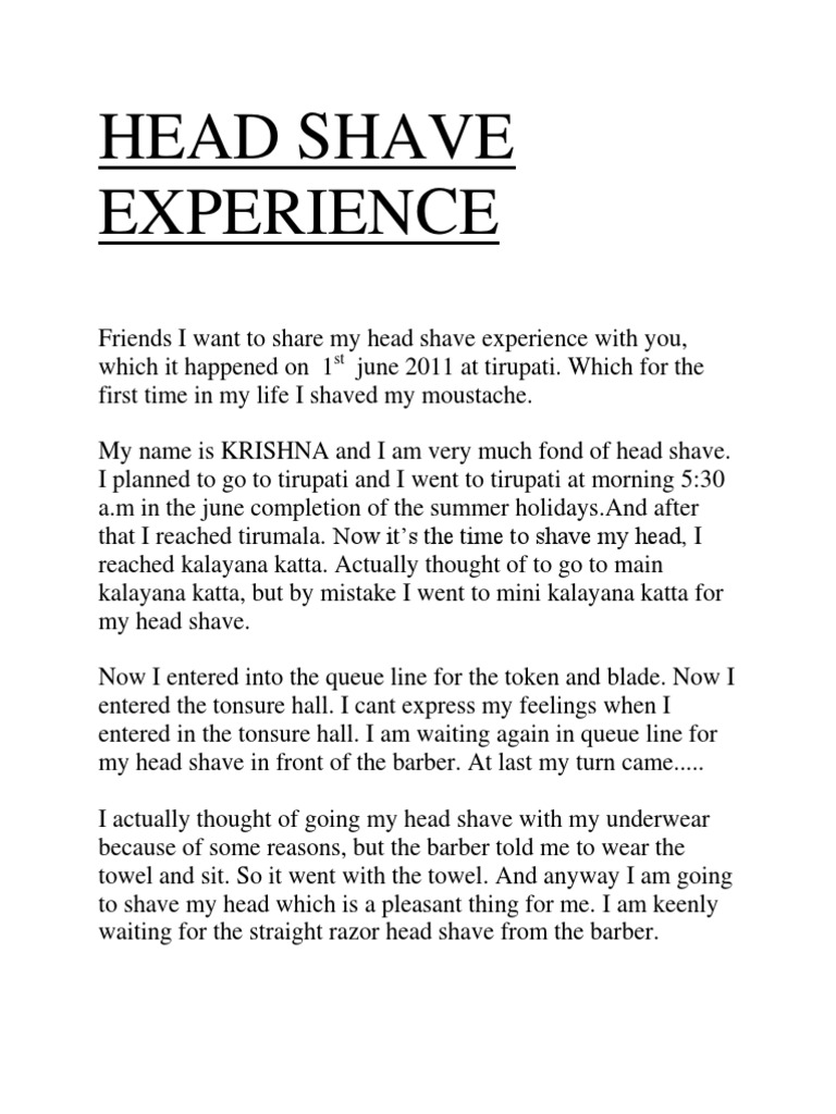 Head Shave Experience | PDF | Shaving | Human Appearance