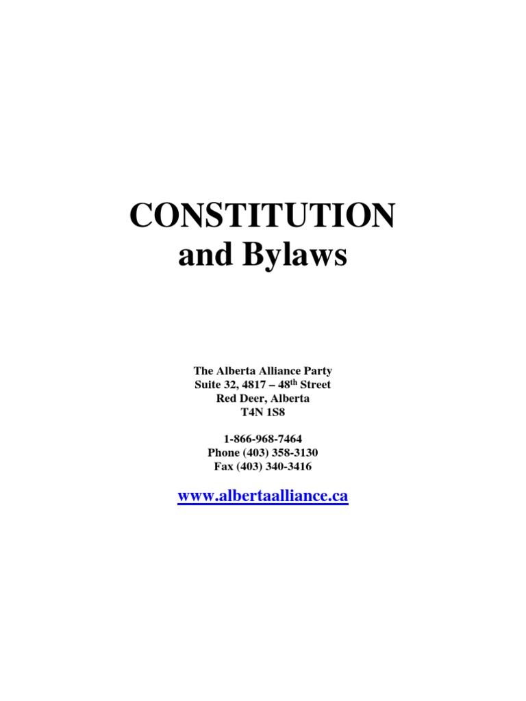Alberta Alliance Constitution 2006 (Not in Effect) | PDF | Voting ...