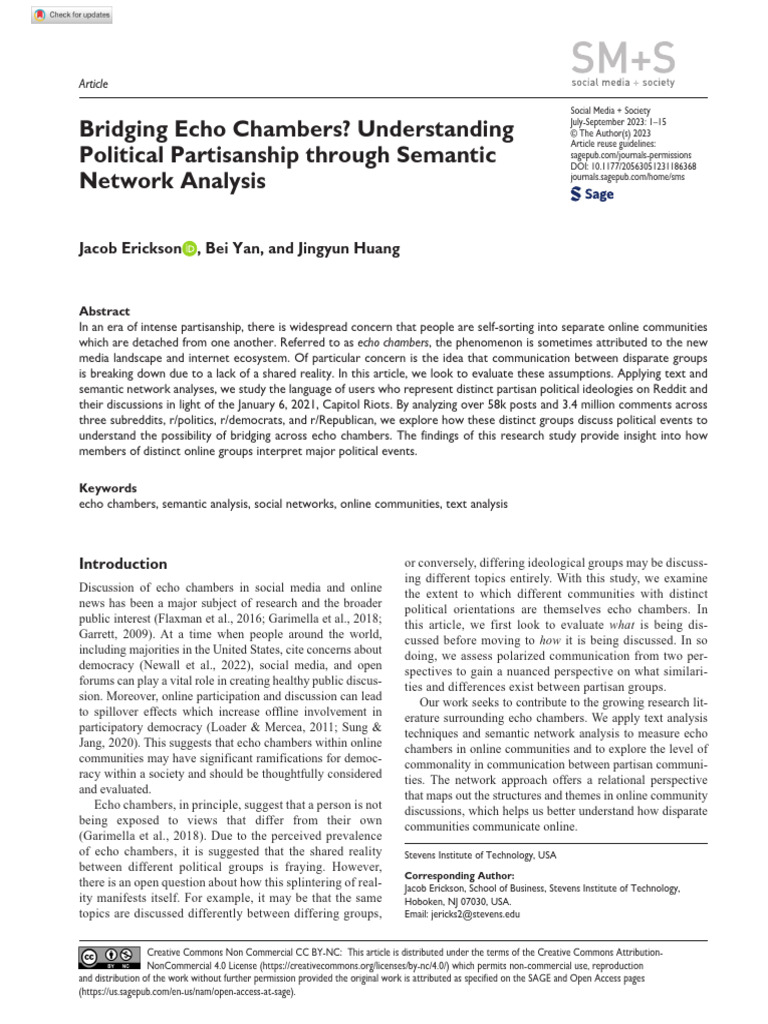 Erickson Et Al 2023 Bridging Echo Chambers Understanding Political ...