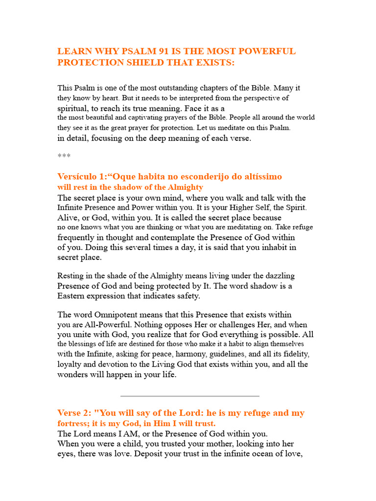 psalm 91 study | PDF | God | Meditation