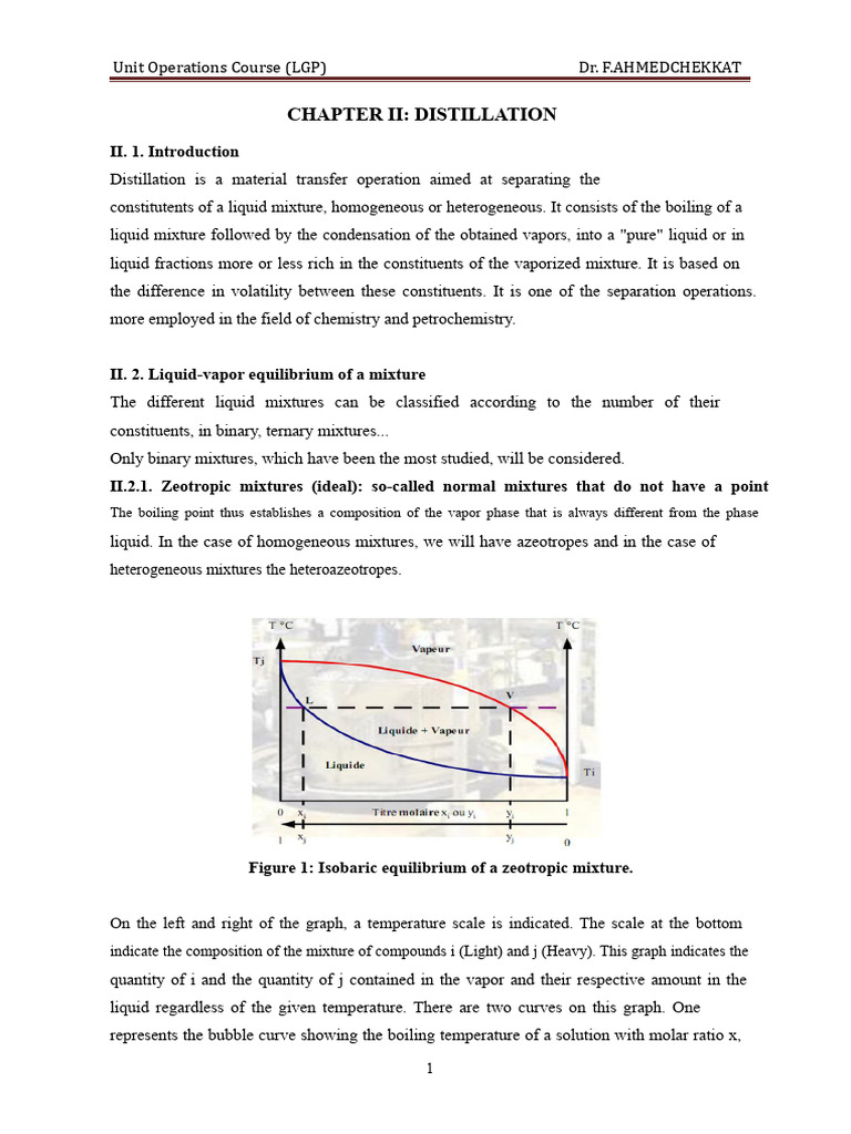 Unit Operations Course (1) | PDF | Distillation | Scientific Phenomena