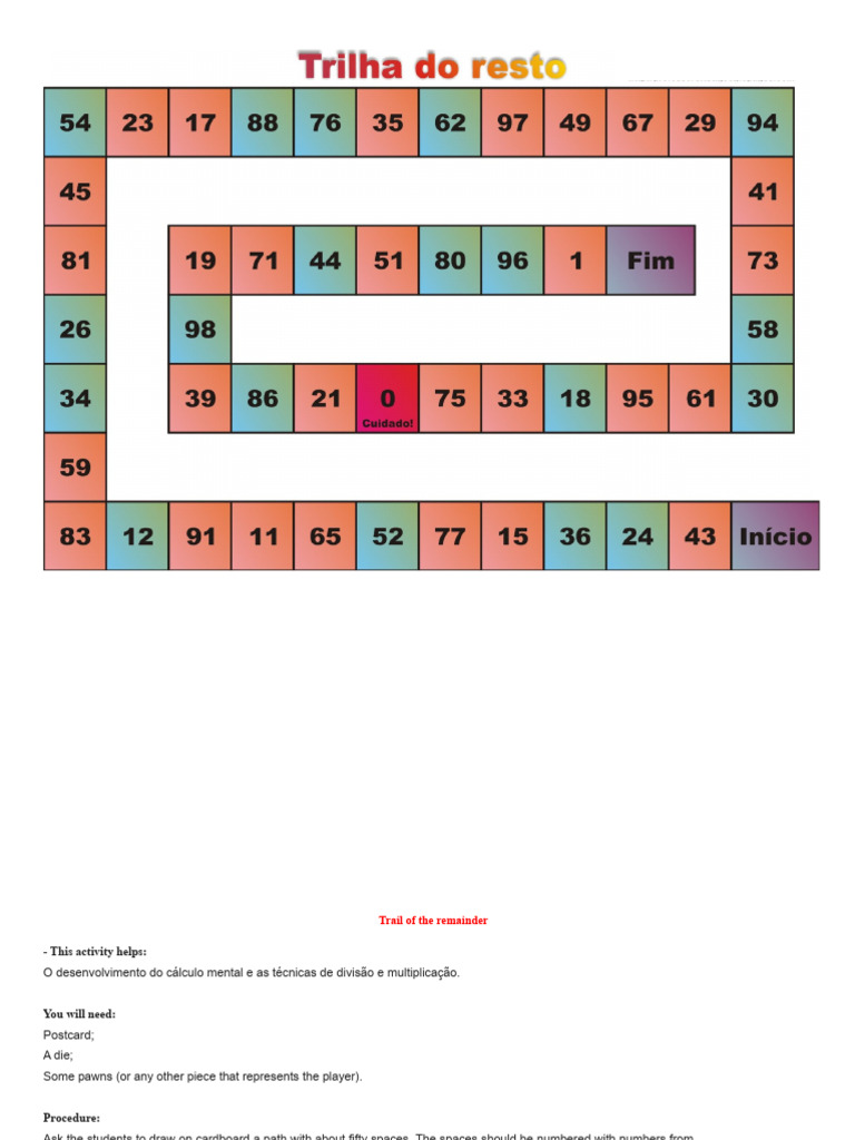 Division Game - Remainder Track PDF | PDF