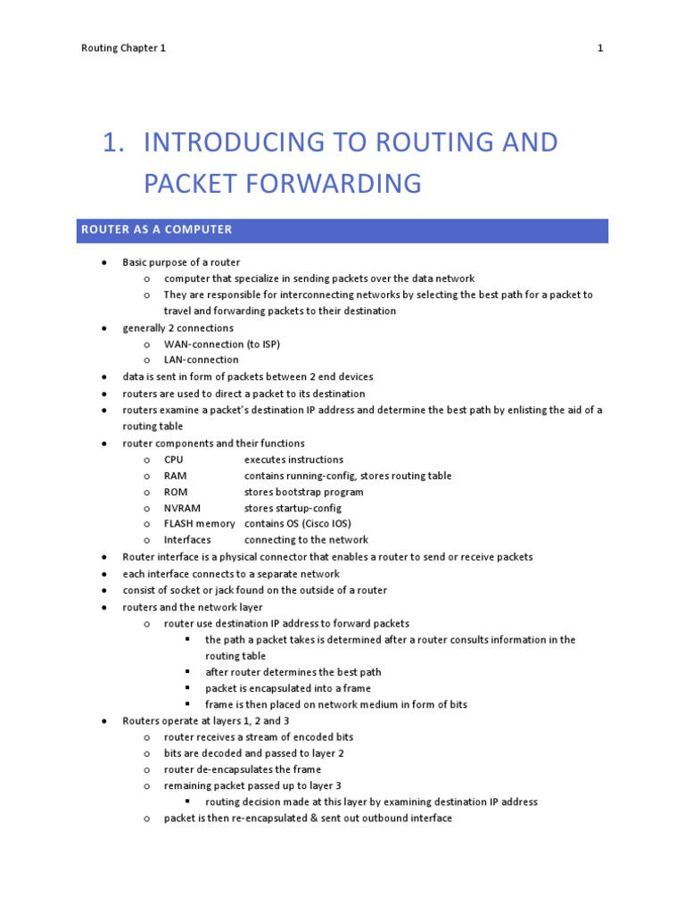 Troducing To Routing And Packet Forwarding Pdf Router Computing Routing