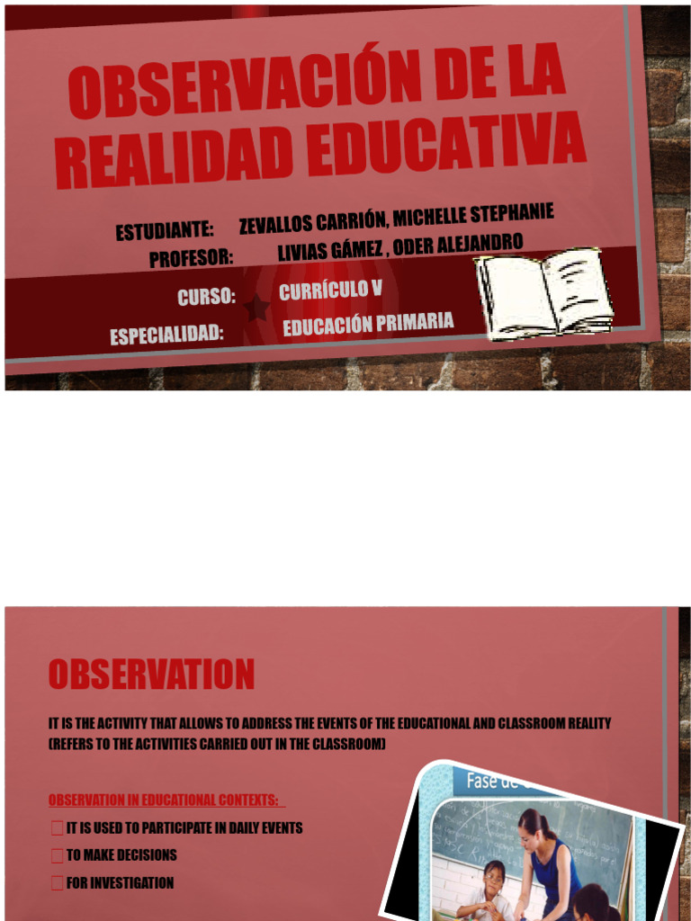 Observation of The Educational Reality | PDF