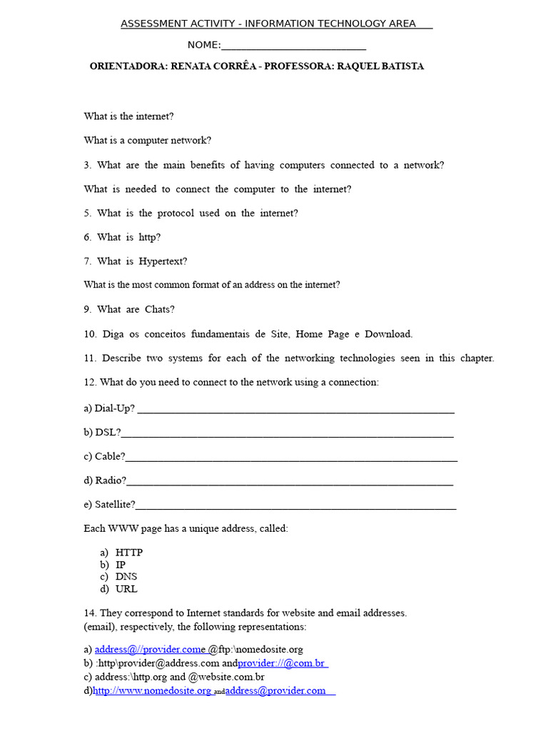 Evaluative Activity Internet | PDF