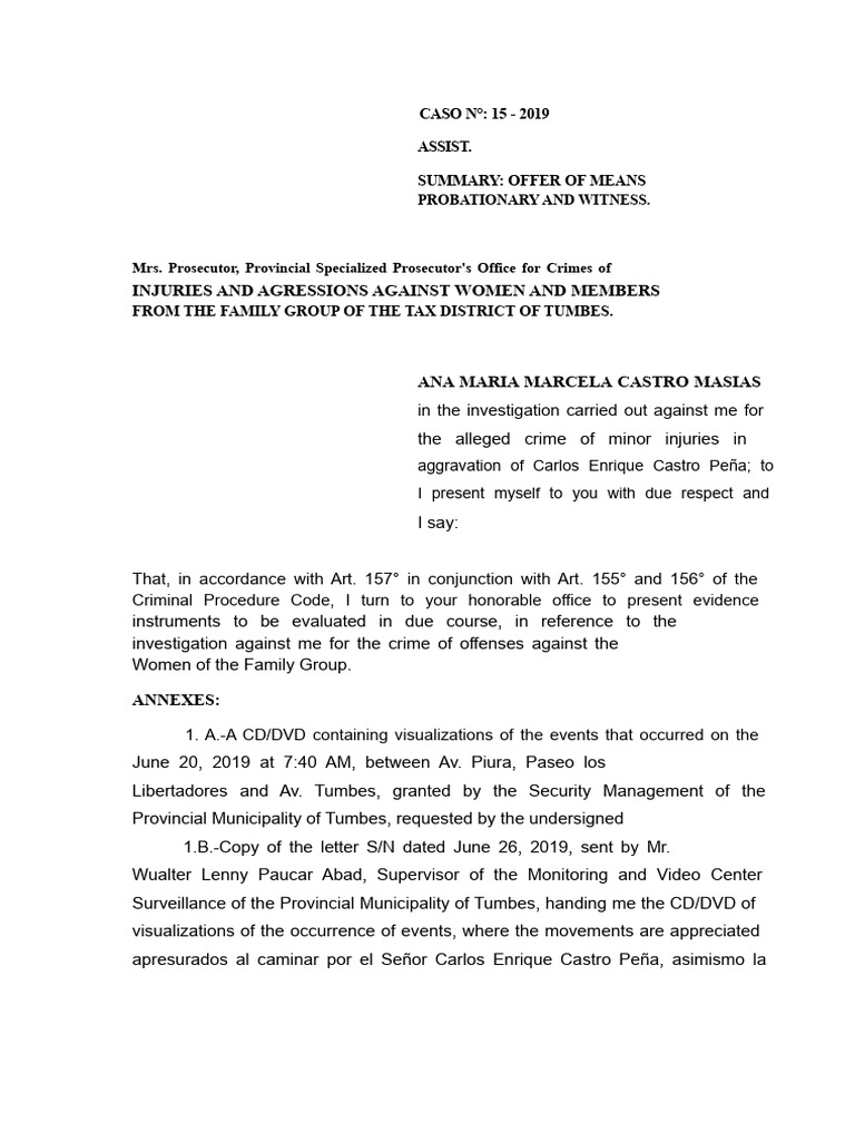 OFFERING OF EVIDENCE WRITTEN STATEMENT | PDF | Deviance (Sociology ...