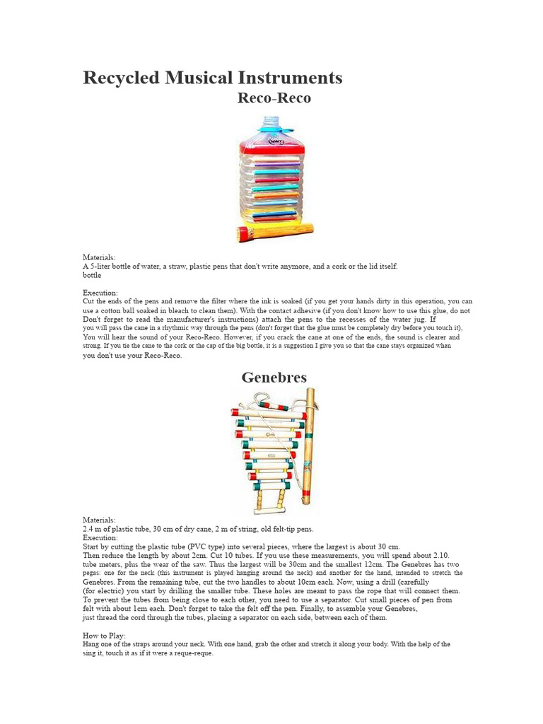 DIY Recycled Musical Instruments Guide | PDF | String Instruments ...