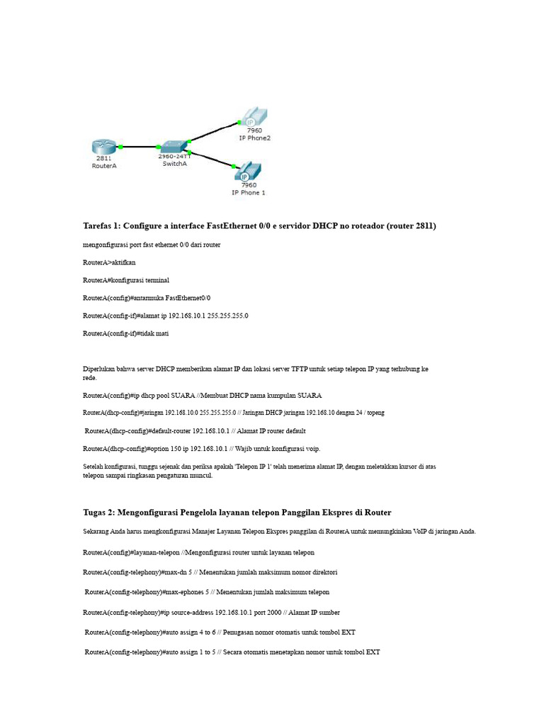 konfigurasi VOIP sederhana. Dokumen Terminal Perintah.docx | PDF