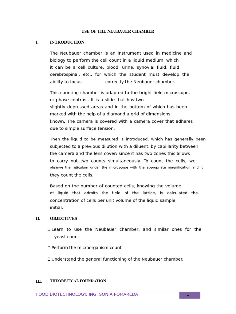 Neubauer Chamber Cell Counting Guide | PDF | Microscope | Applied And ...
