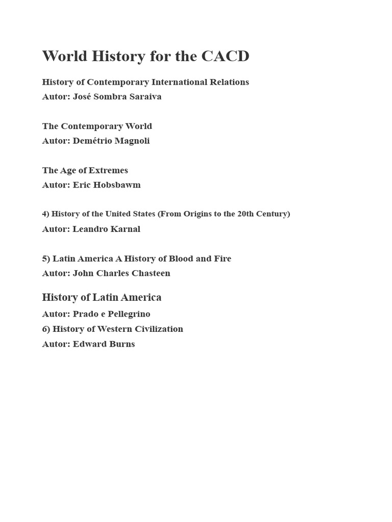 World History For The CACD | PDF