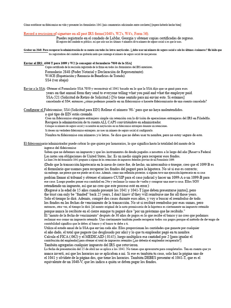 Cómo establecer un fideicomiso y usar el 1041 | PDF | Número de ...