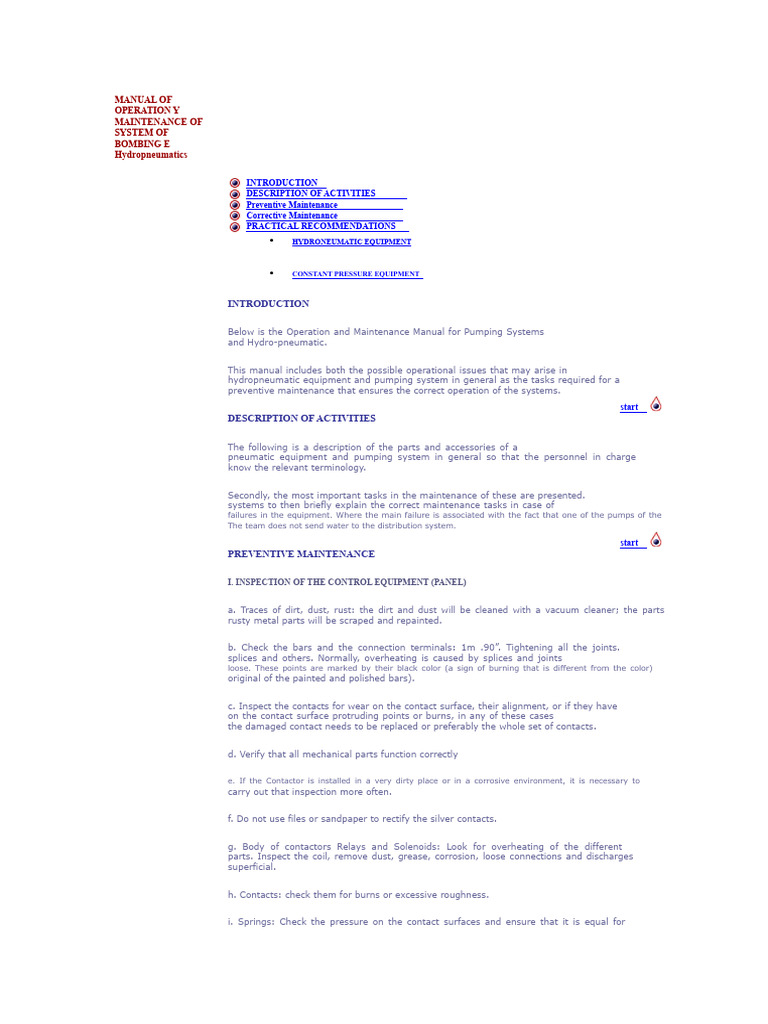 Operating and Maintenance Manual For Pumping and Hydropneumatic Systems ...