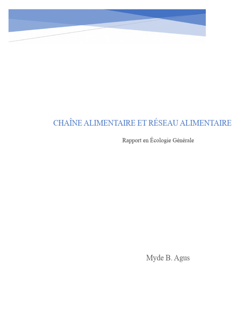 Rapport sur la chaîne alimentaire et le réseau alimentaire | PDF ...