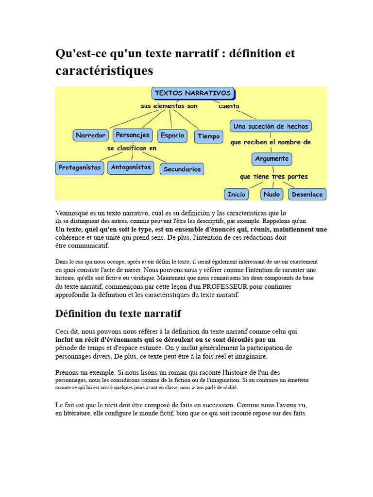 Définition et caractéristiques du texte narratif | PDF | Récit