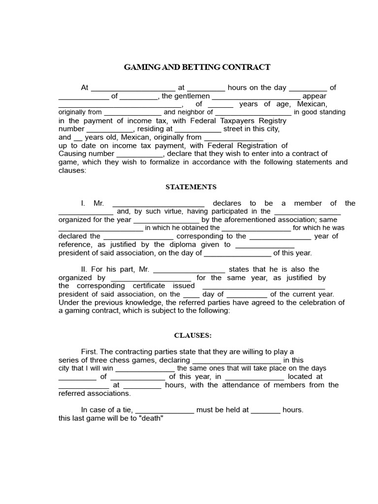 Game and Bet Contract | PDF