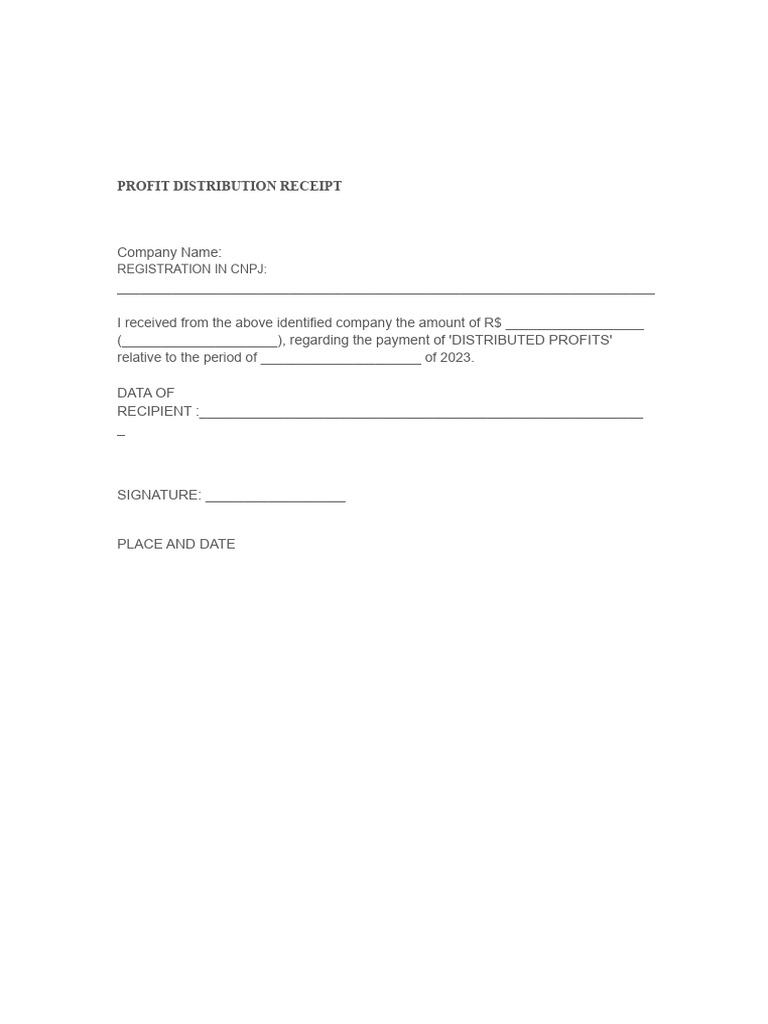 Profit Distribution Receipt | PDF